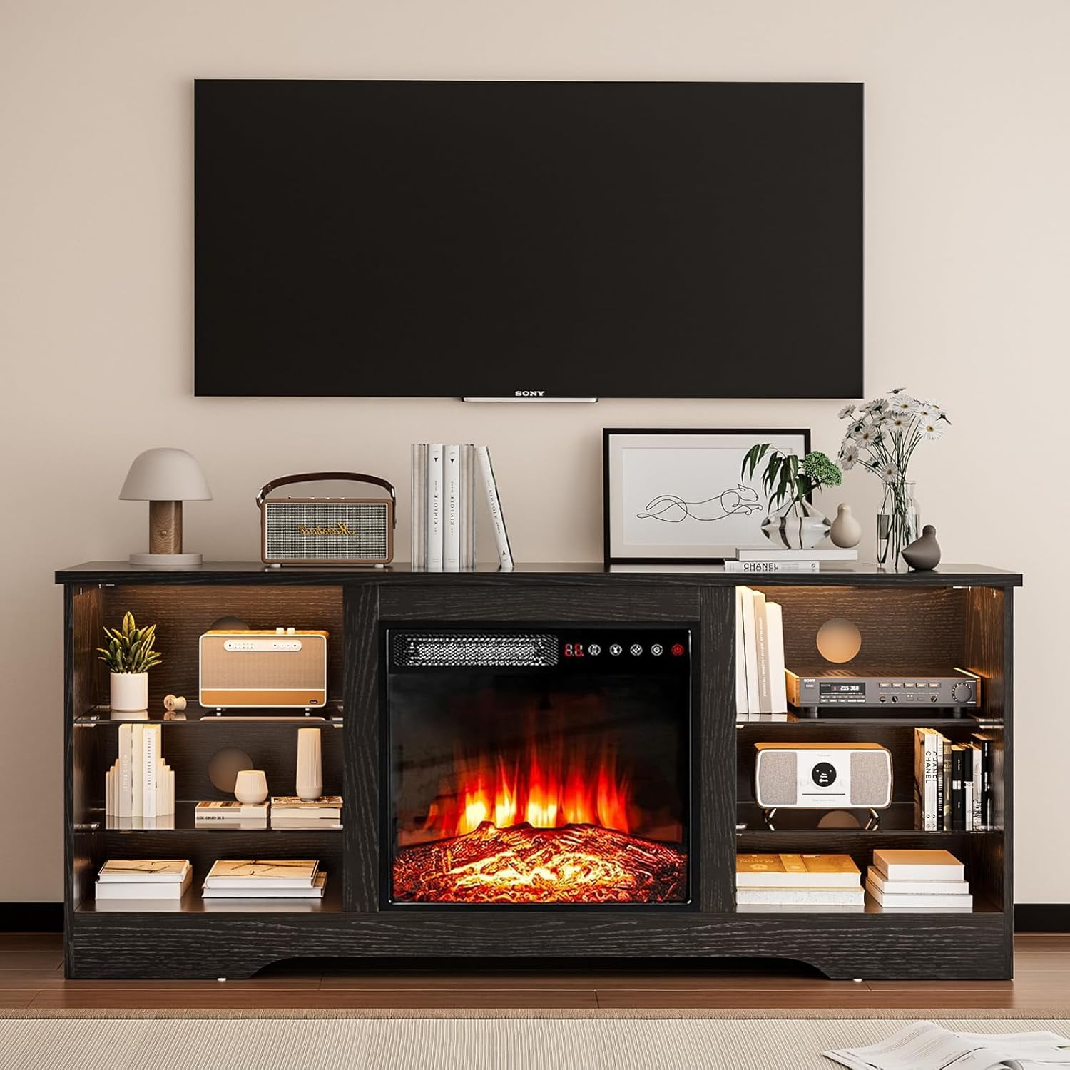 BOSSIN BOSSIN Fireplace TV Stand for TVs up to 65" with 18 inch ...