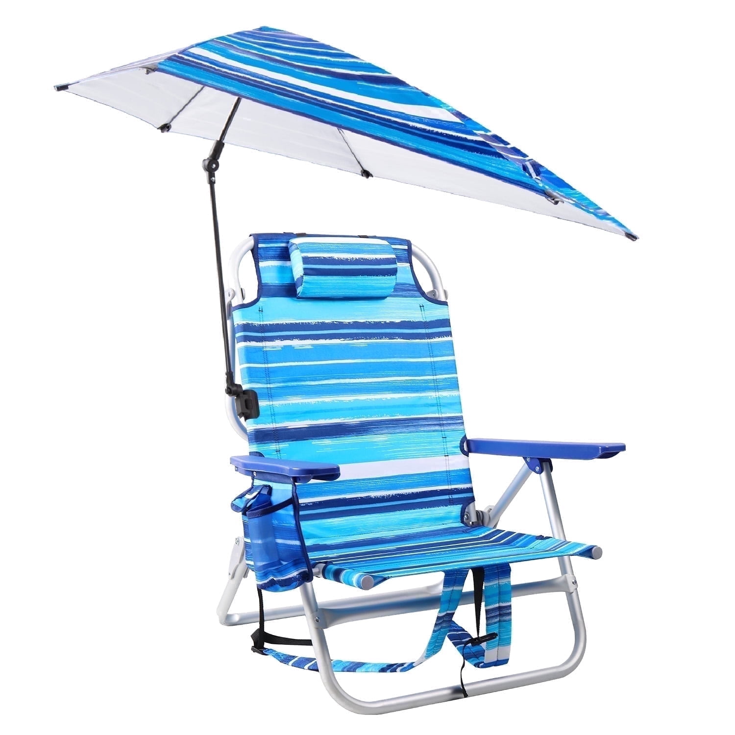 BOSSIN Backpack Beach Chair with Umbrella for Adults, Folding Heavy ...