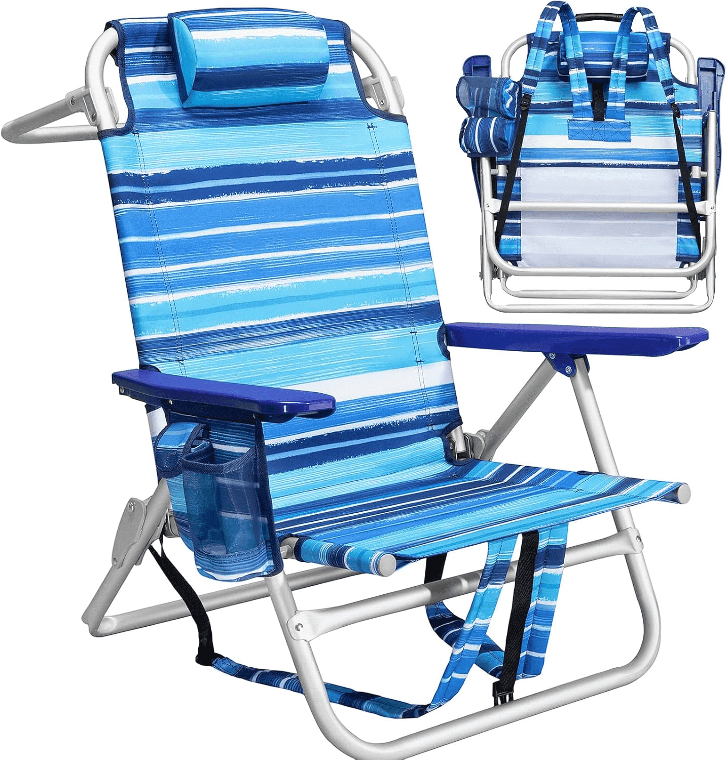 BOSSIN Backpack Beach Chairs for Adults,Portable Folding Camping Chair ...