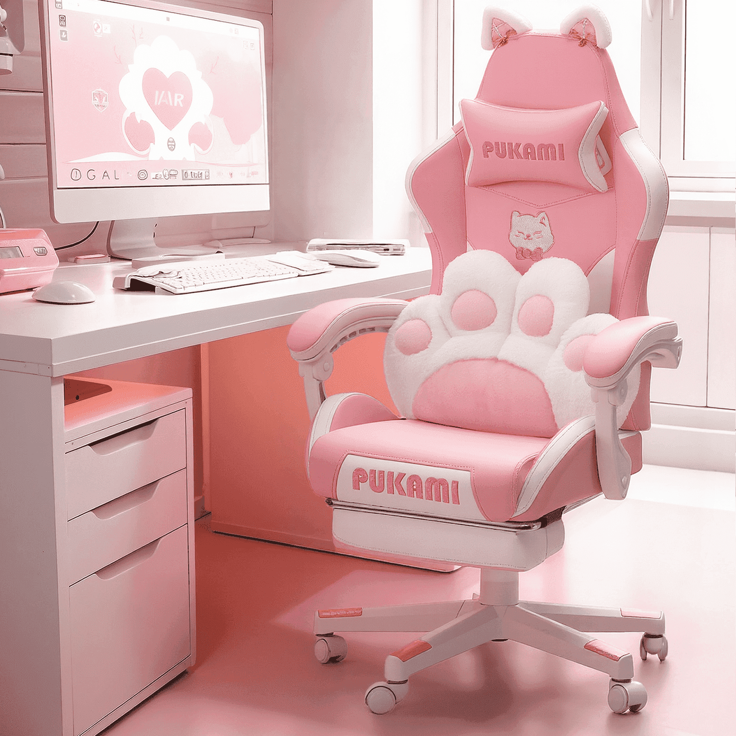 BOSSIN Pink Gaming Chair, Ergonomic Computer Chair for Adults and Kids ...