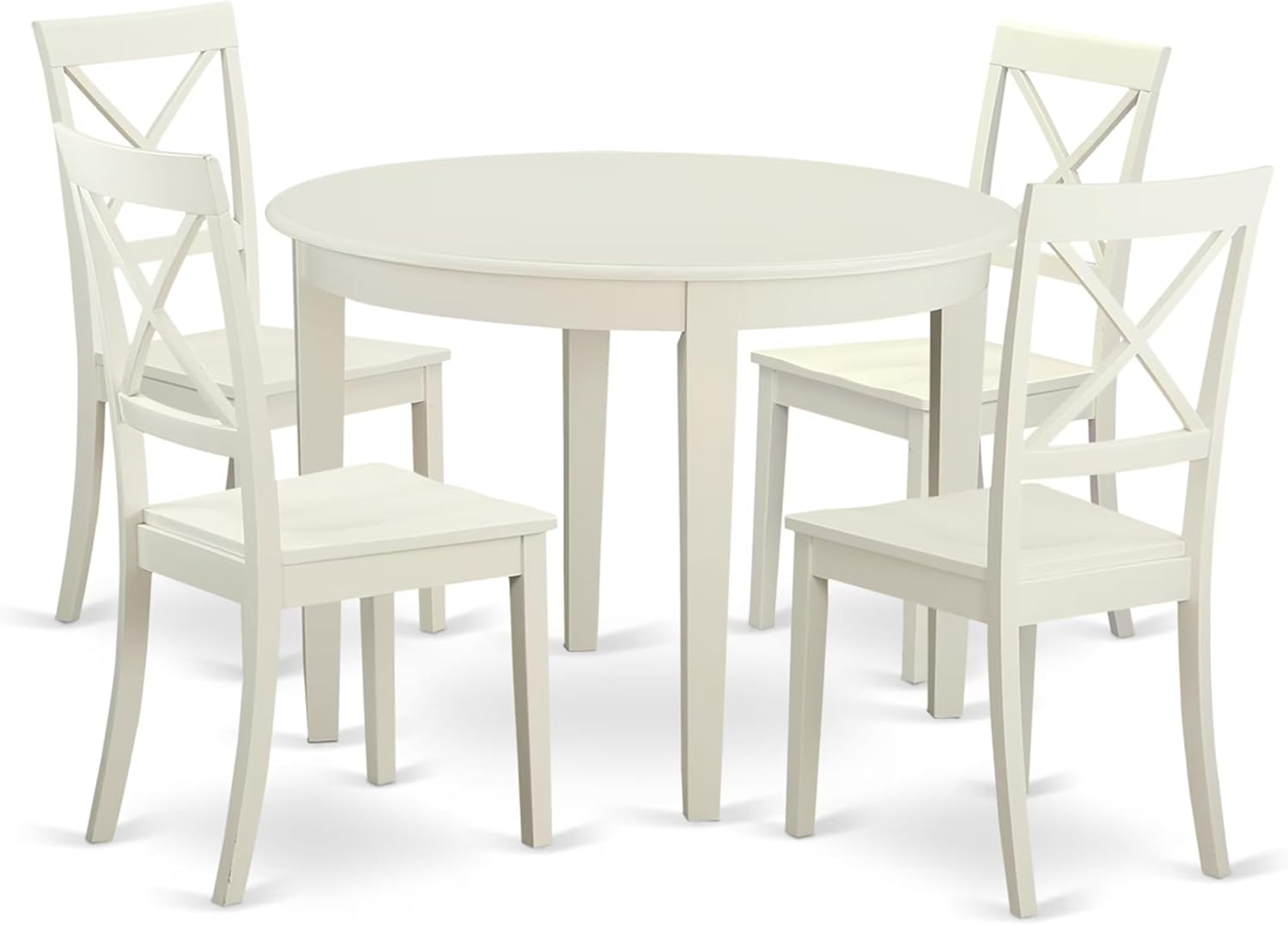 BOST5-WHI-W 5 Piece Modern Dining Table Set Includes a Round Kitchen ...