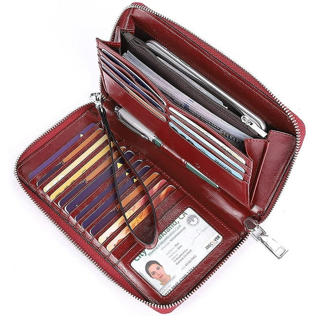 BOSTANTEN Leather Wallets for Women RFID Blocking Zip Around Credit ...