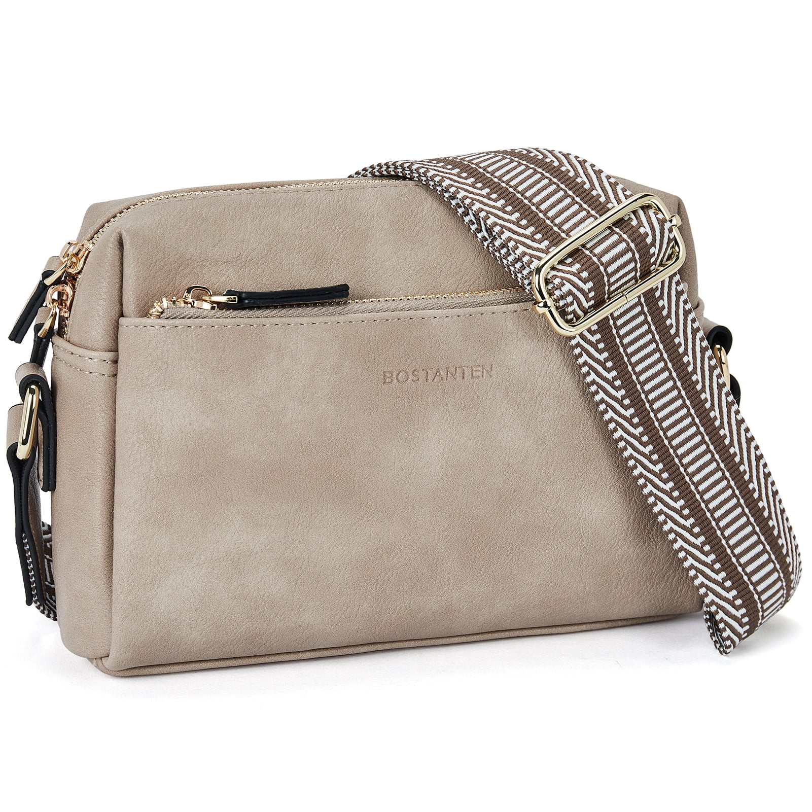 BOSTANTEN Small Crossbody Purse for Women Triple Zip Leather Handbag ...