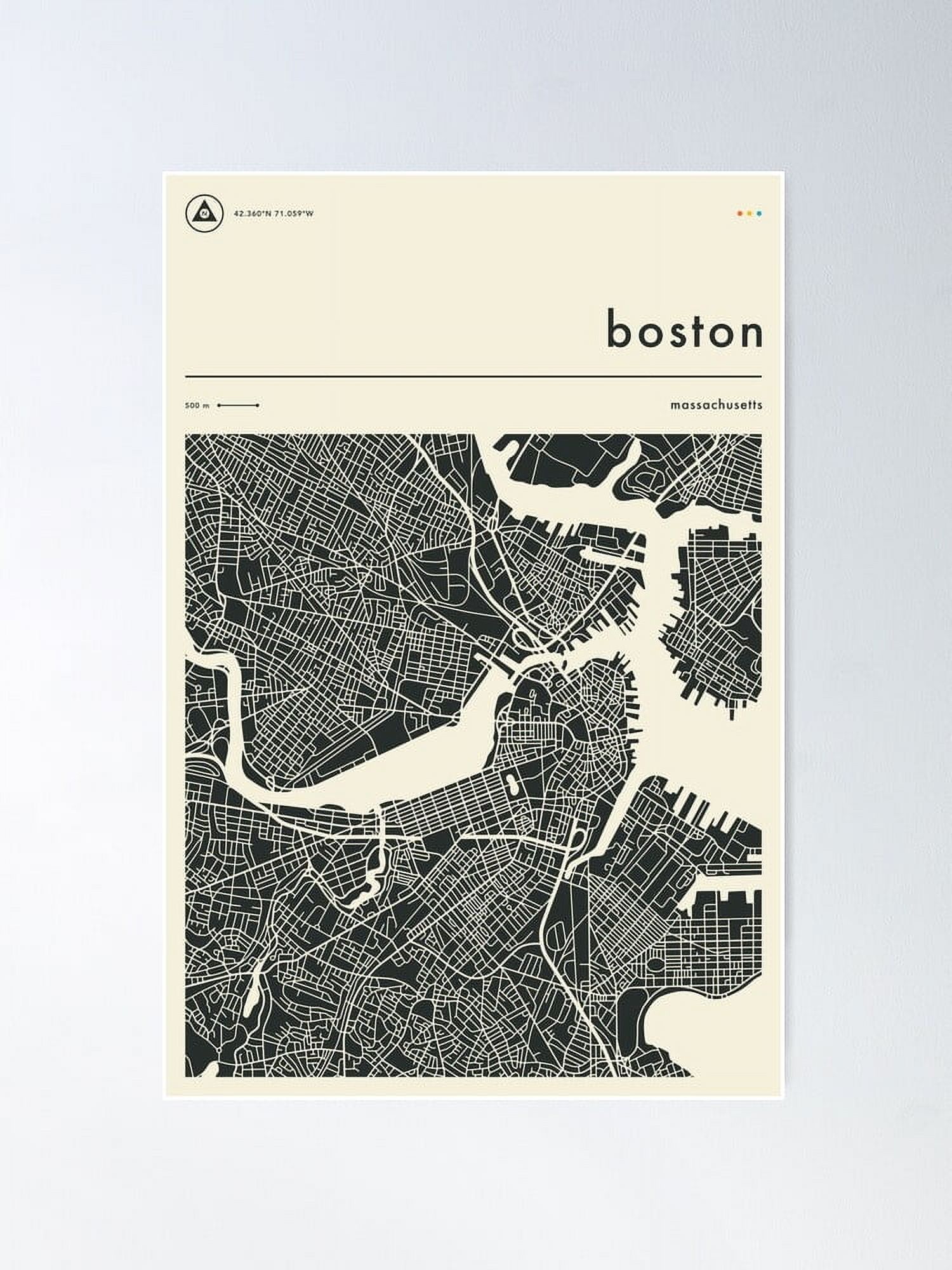 BOSTON MAP Poster - Walmart.com