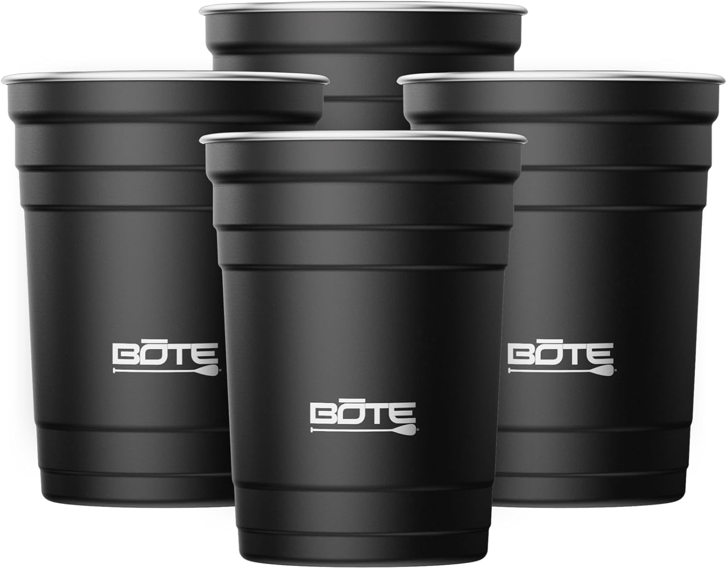 BOTE Stainless Steel 4 Pack Logo Cup Set Compatible with Pong Games For ...