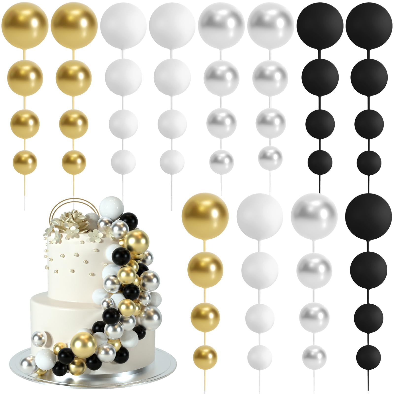 BOUBONI 48 PcsITSC Balls Cake Topper Decorations Balloon Cupcake Foam ...
