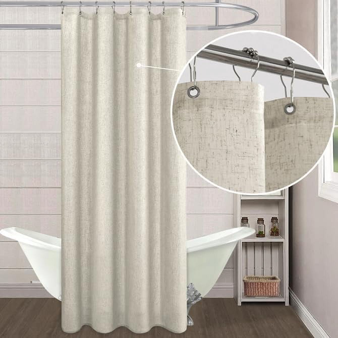 BOUCOA-Linen Waterproof Linen Fabric Shower Curtain for Bathroom 48x72 ...