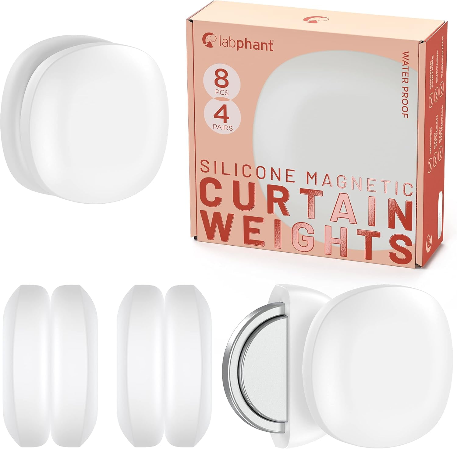 BOUCOA-Shower Curtain Weights, Never Rust Shower Curtain Magnets ...