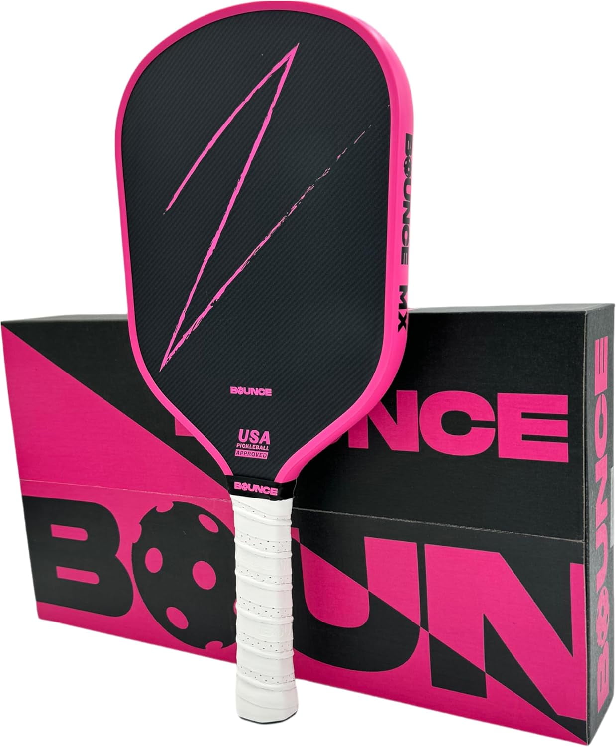 BOUNCE MX Kevlar Pickleball Paddle, Raw Carbon Fiber T700 with 16mm ...
