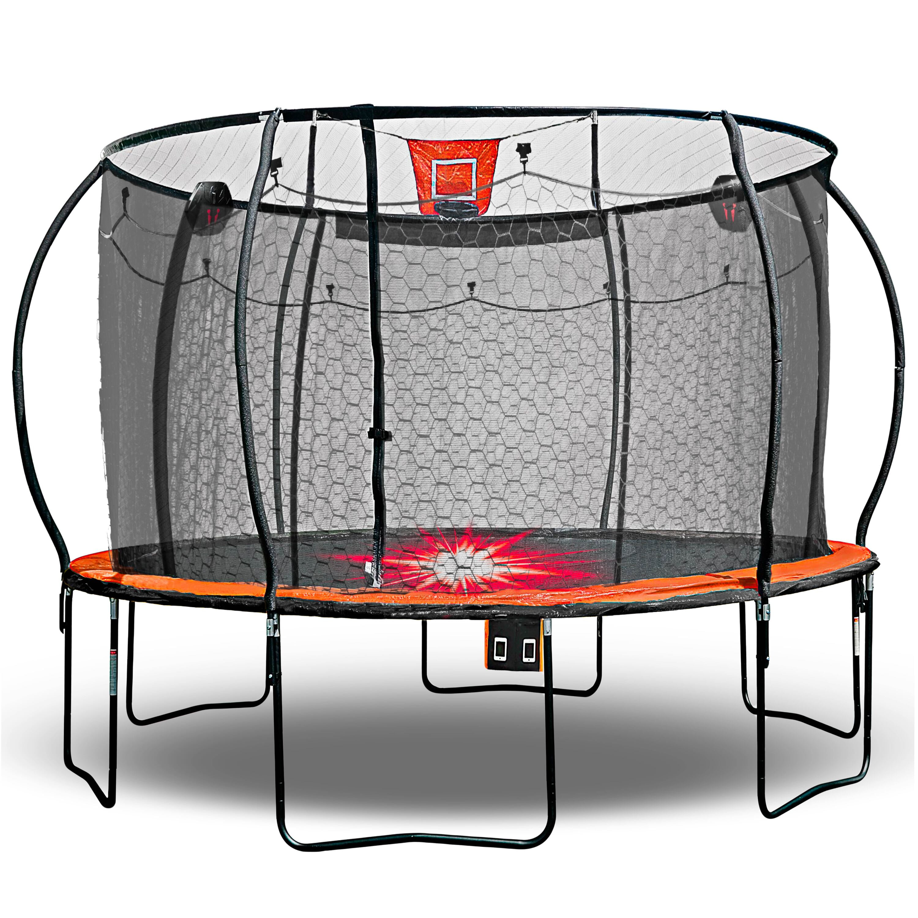 Bounce Pro 14ft Trampoline with SteelFlex Enclosure System, Basketball ...