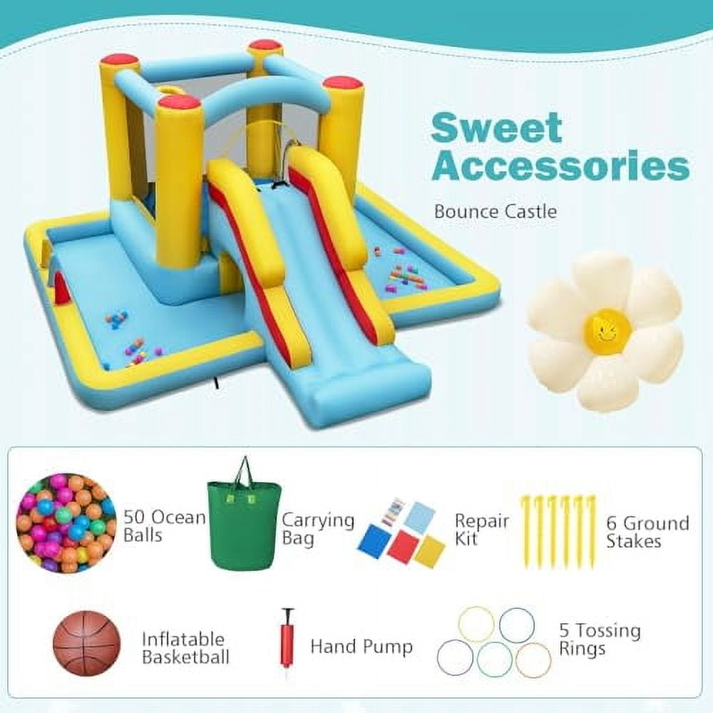 BOUNTECH Inflatable Bounce House with Ball Pit, Long Slide & Tunnel ...