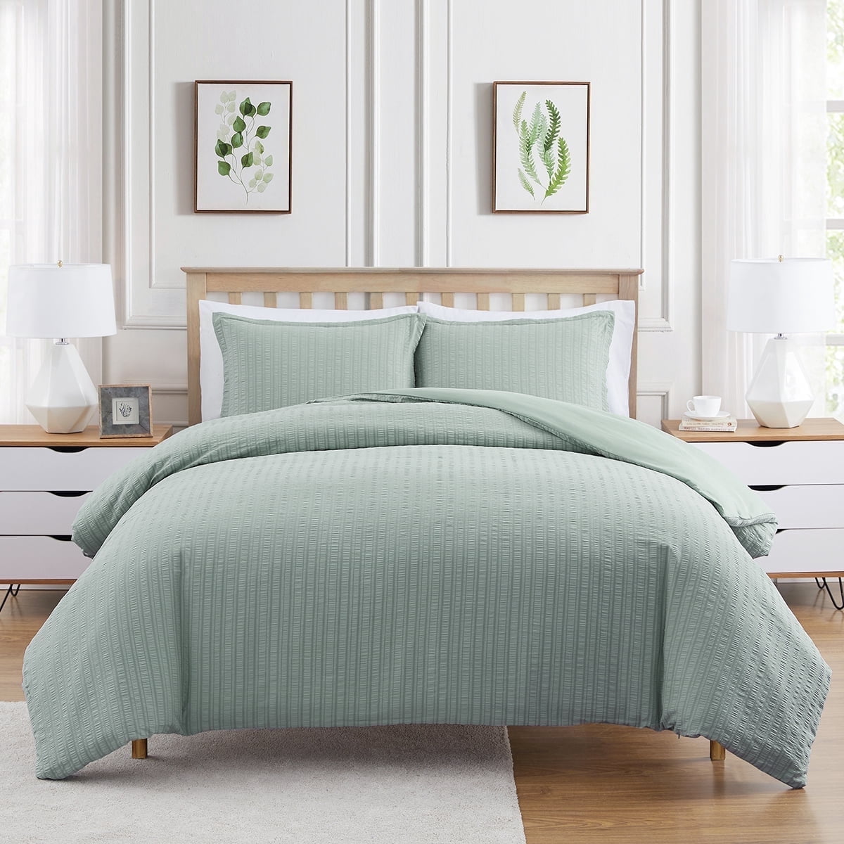 BOURINA Seersucker Duvet Cover Set for Teens and Adults, King Size 104 ...