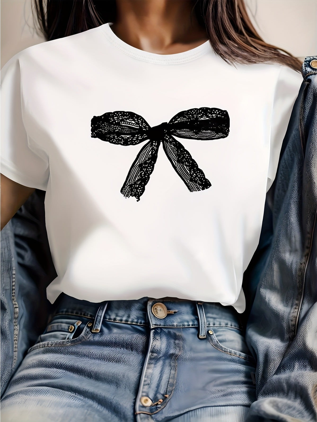 BOW American Style Printed Fashion T-Shirt for Women, New Slim-Fit Design for Spring And Summer ...