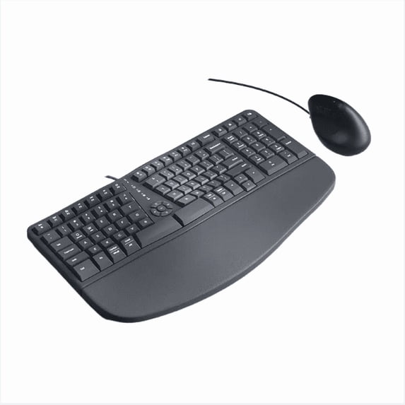 BOW Ergonomic Wired Keyboard and Mouse Combo, Full-Size USB Set with ...