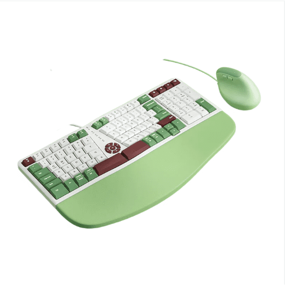 BOW Ergonomic Wired Keyboard and Mouse Combo, Full-Size USB Set with ...