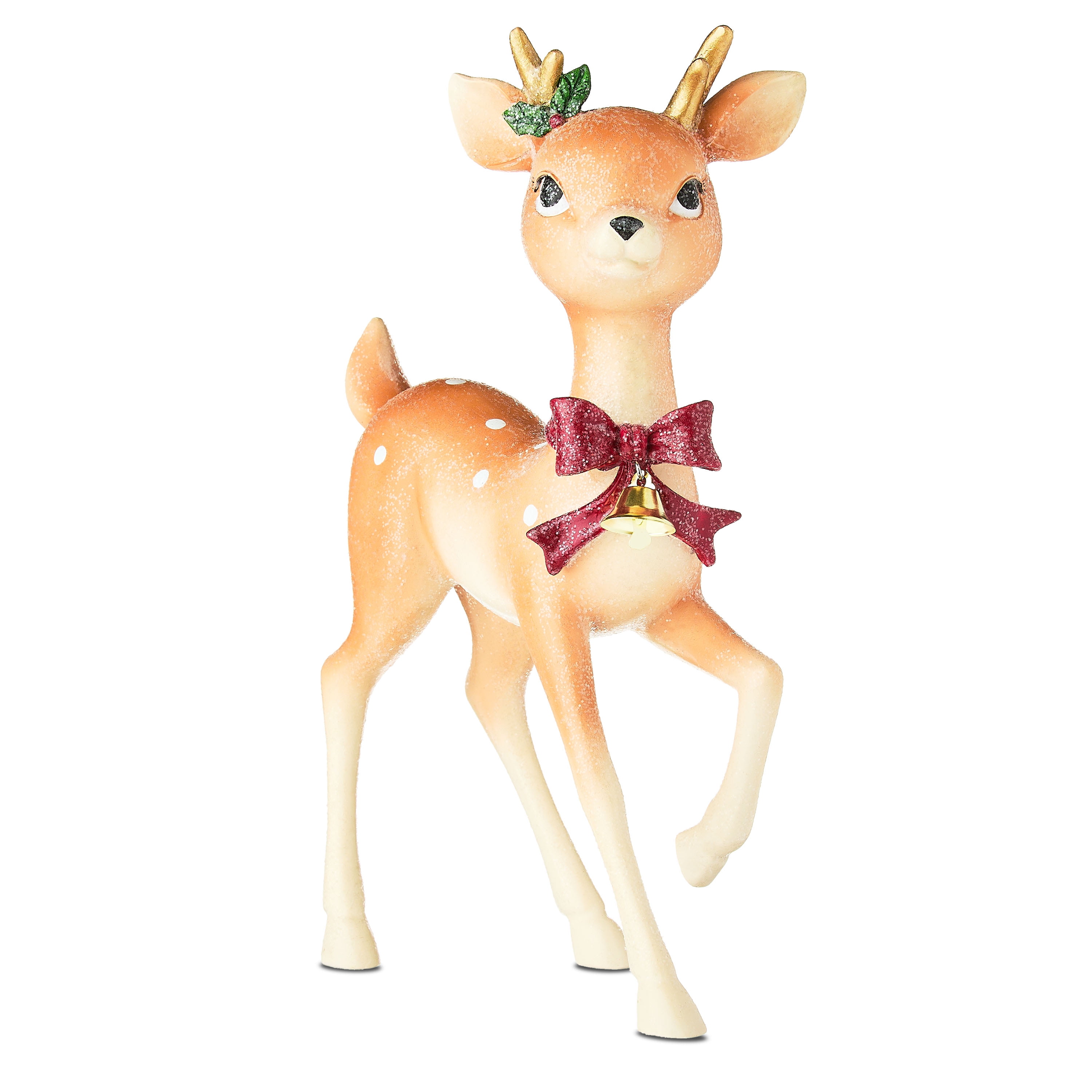 Standing Deer with Bow and Bell Christmas Tabletop Decoration ...
