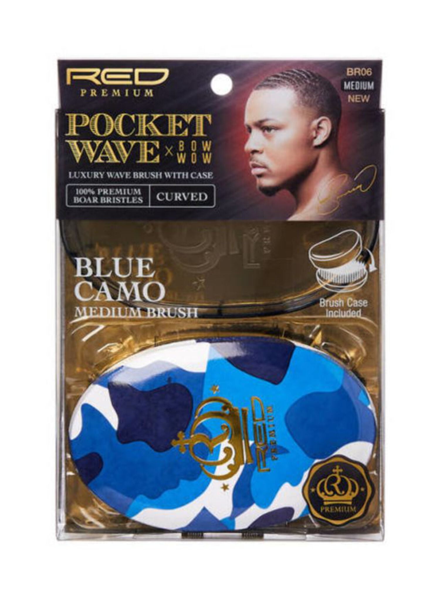 BOW WOW X Pocket Wave Medium Boar Brush with Case by Red by Kiss ...