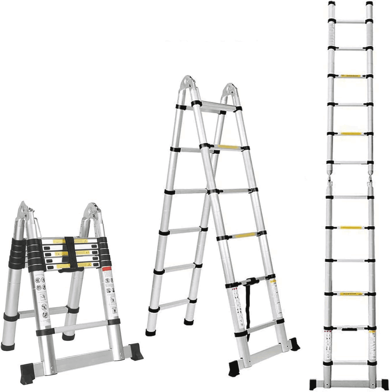 BOWEITI 12.5FT Expandable & Collapsible Multi-Purpose A-Frame Aluminum ...