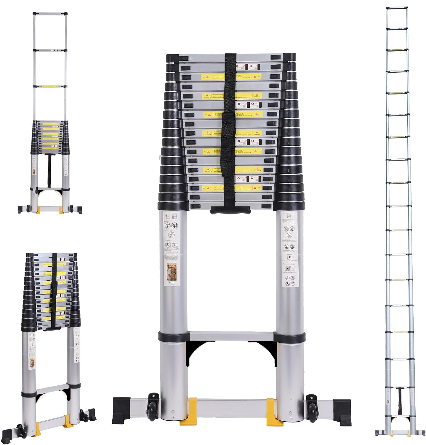 16.5FT Aluminum Telescoping Ladder, Portable, EN131 Certified, Anti ...