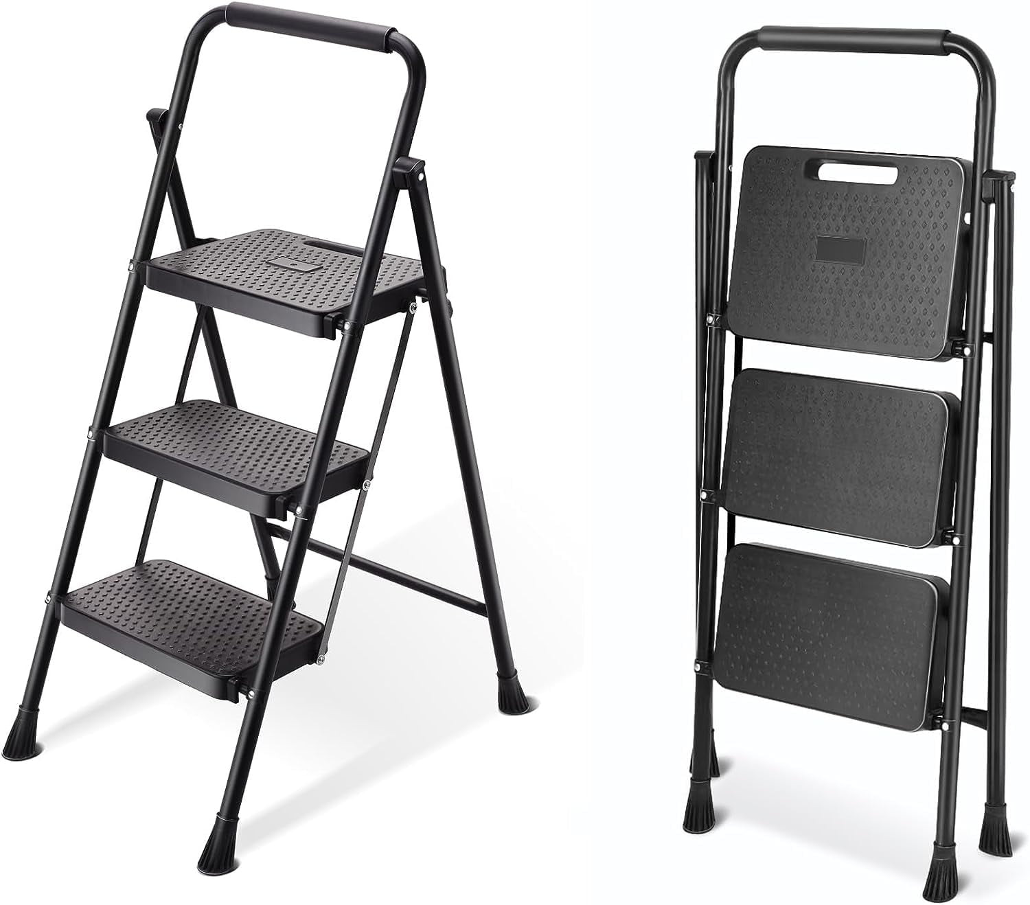 BOWEITI Heavy Duty Utility 3-Step Ladder, Foldable, Wide Anti-Slip ...