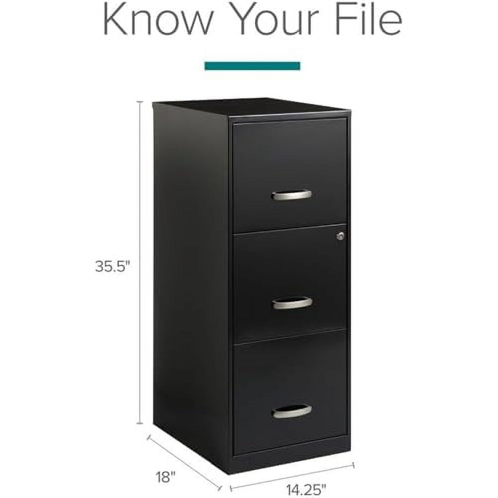 BOWERY HILL 3 Drawers 35.5" Vertical Black Metal Filing Cabinet ...