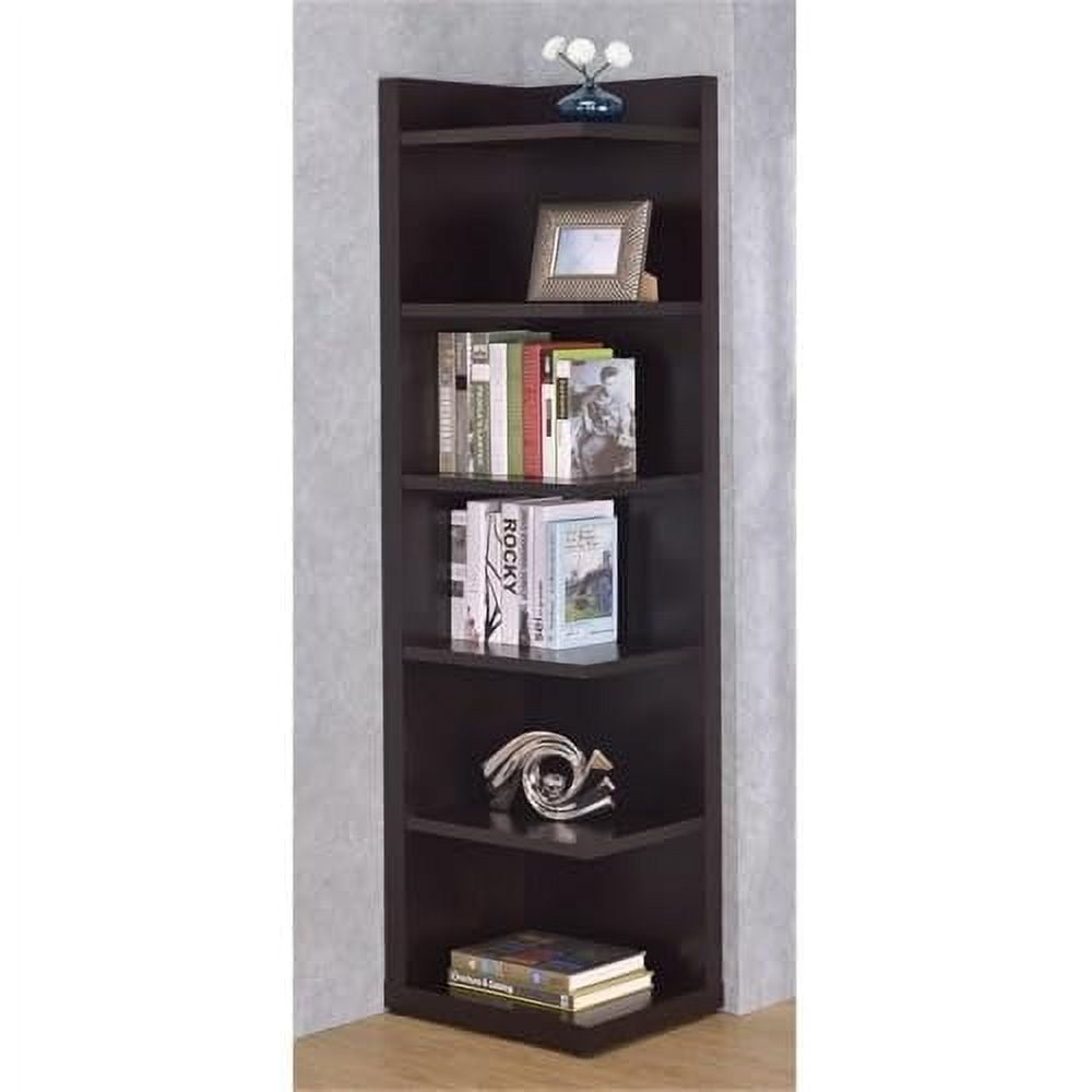 BOWERY HILL 6 Shelf Narrow Corner Bookcase in Cappuccino - Walmart.com