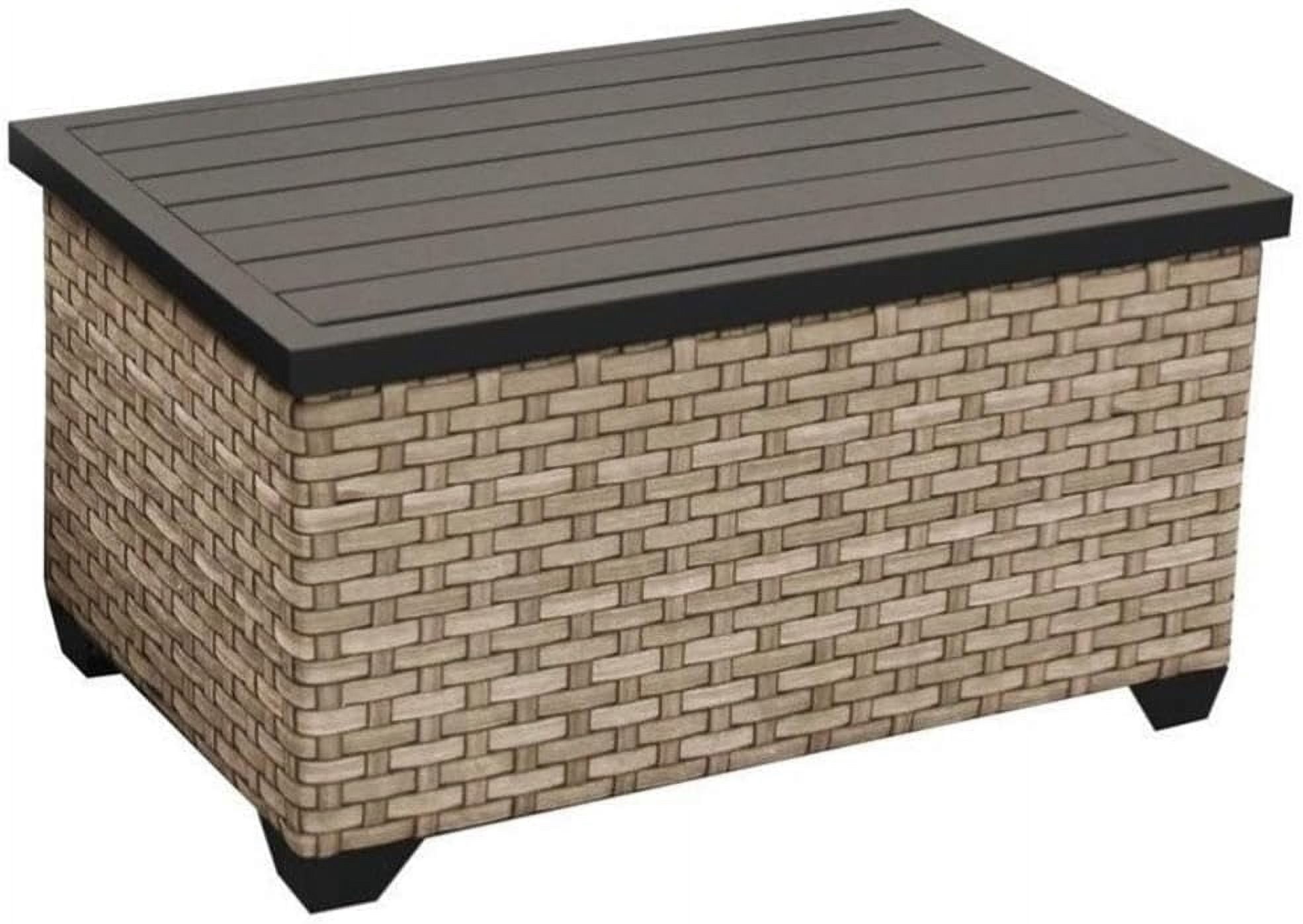 BOWERY HILL Outdoor Wicker Storage Coffee Table in Summer Fog - Walmart.com