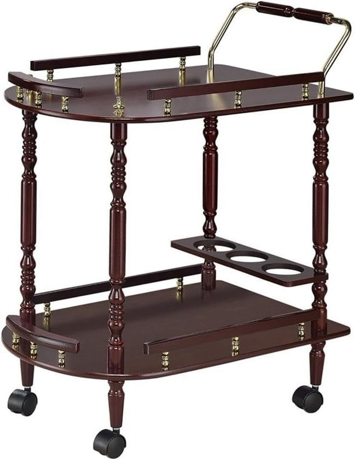 BOWERY HILL Serving Cart in Merlot and Brass - Walmart.com