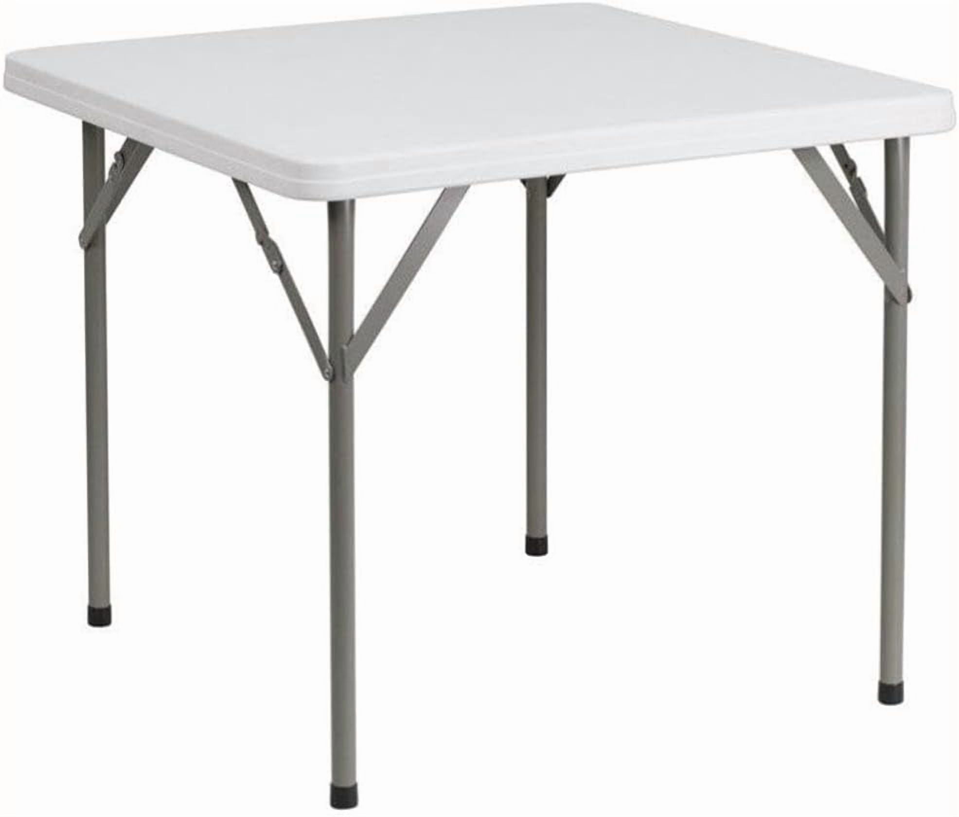 BOWERY HILL Square Granite Folding Table in White - Walmart.com