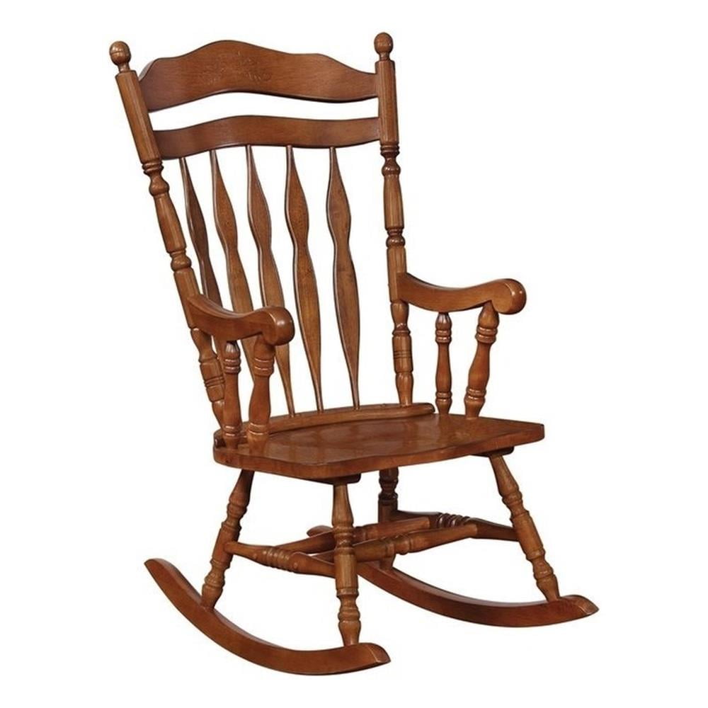 BOWERY HILL Windsor Traditional Rocking Chair in Medium Brown - Walmart.com