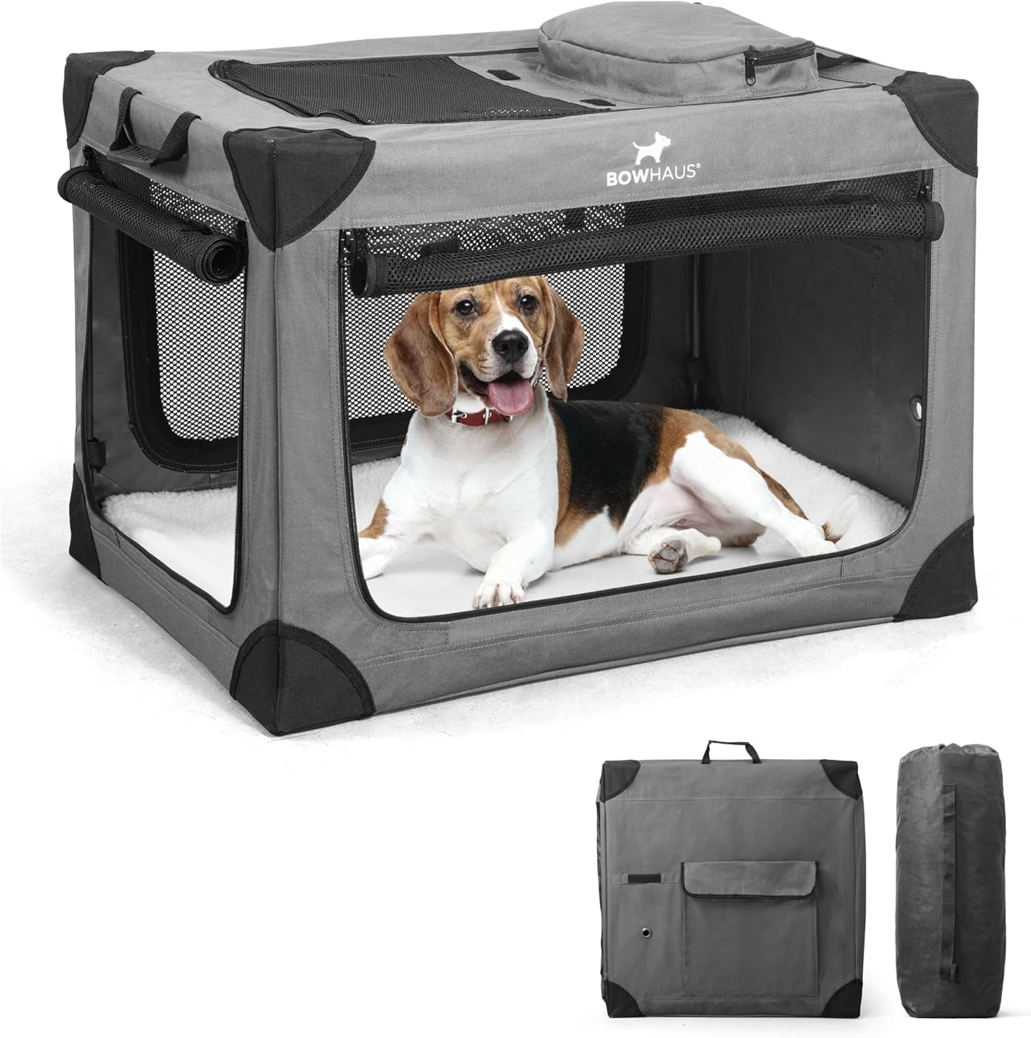 BOWHAUS 30 Inch Portable Travel Dog Kennel for Small Dogs with Durable ...