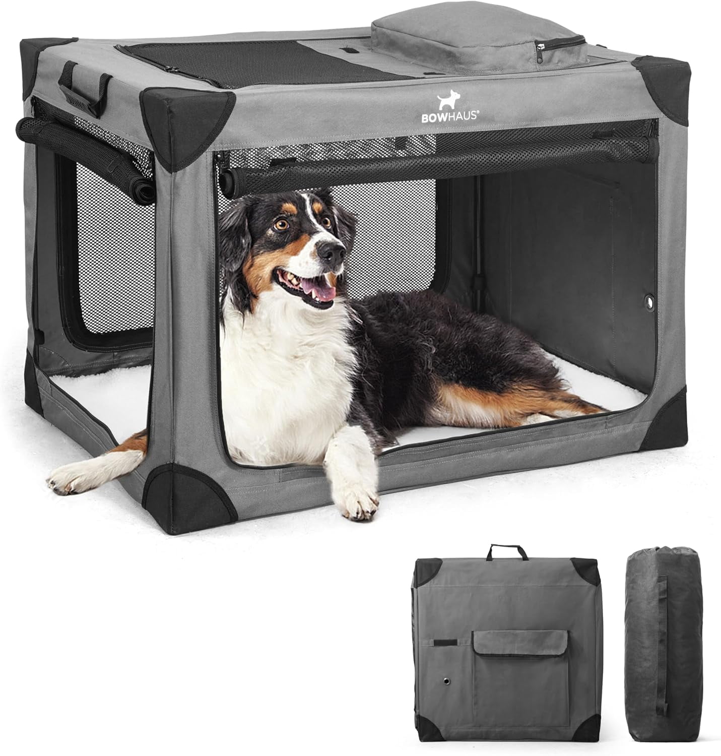 BOWHAUS 36 Inch Portable Travel Dog Kennel for Medium Dogs with Durable ...