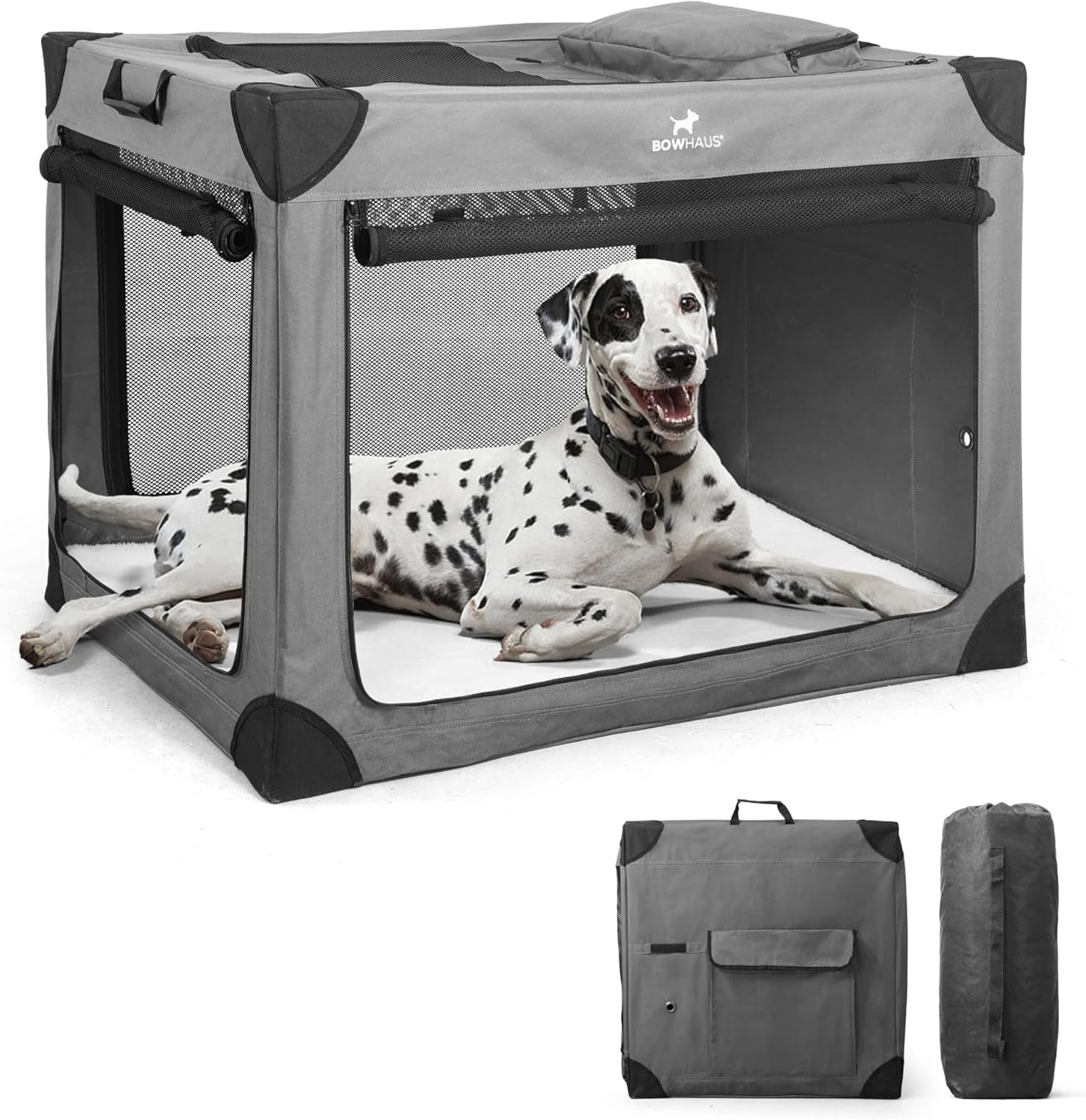 BOWHAUS 42 Inch Portable Travel Dog Kennel for Large Dogs with Durable ...