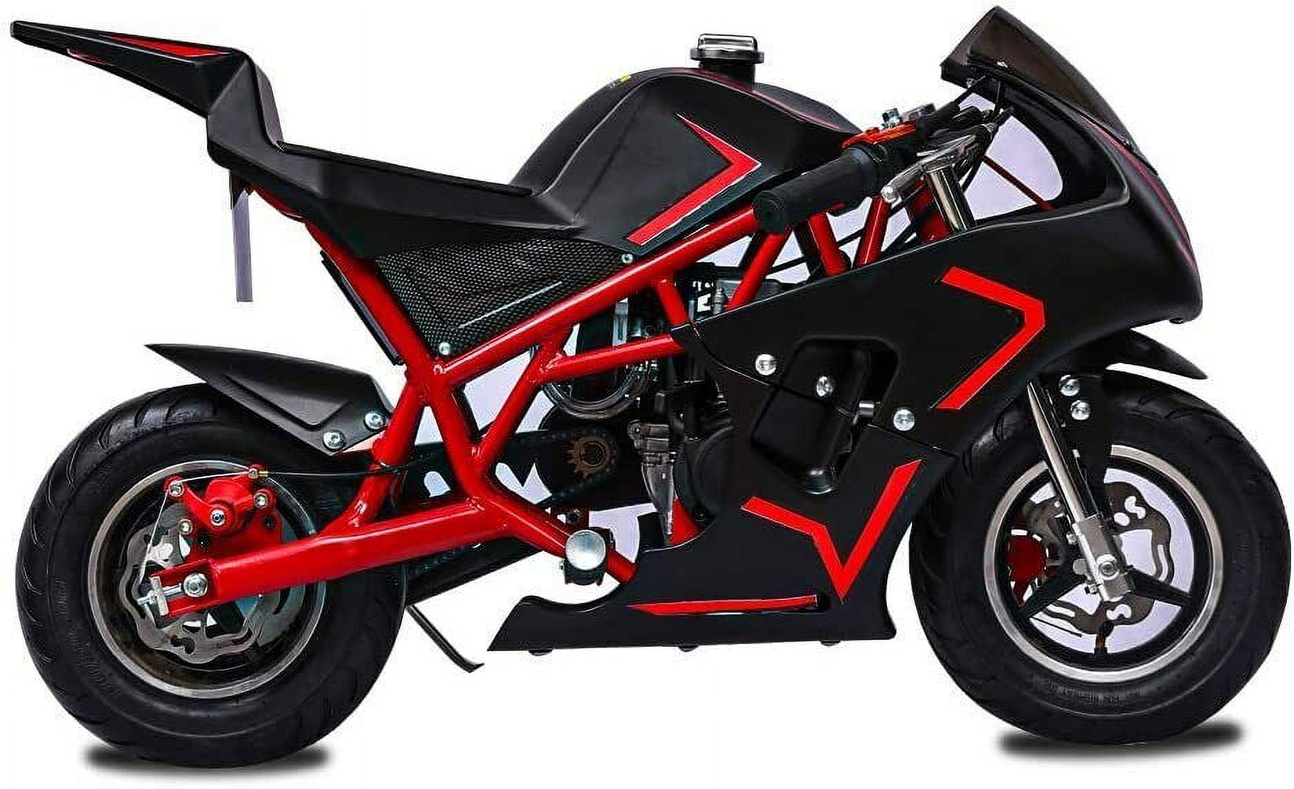 BOWPFW 40 cc 2 Stroke Gas Powered Mini Bike Speed 18 mph, Black Red ...