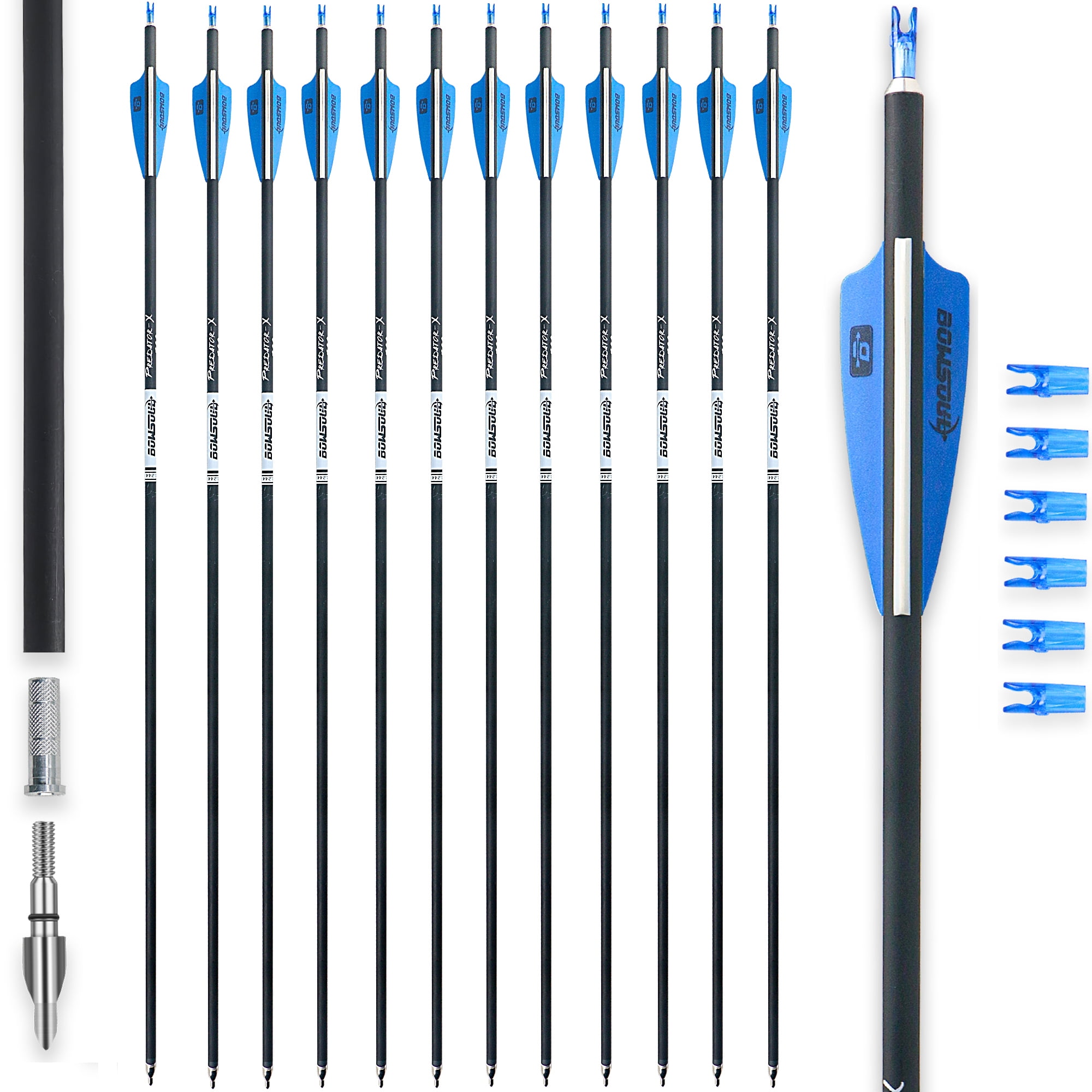 BOWSOUL 30Inch Carbon Arrows for Target Practice Hunting Arrow with ...