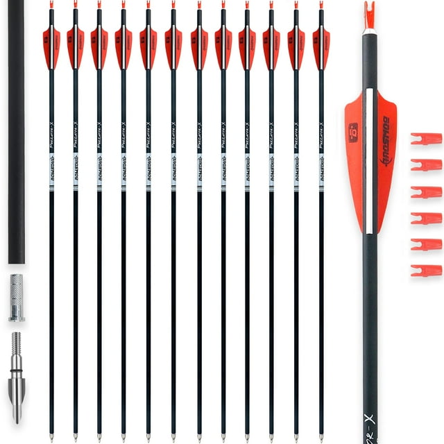 BOWSOUL 30Inch Carbon Arrows for Target Practice Hunting Arrow with ...