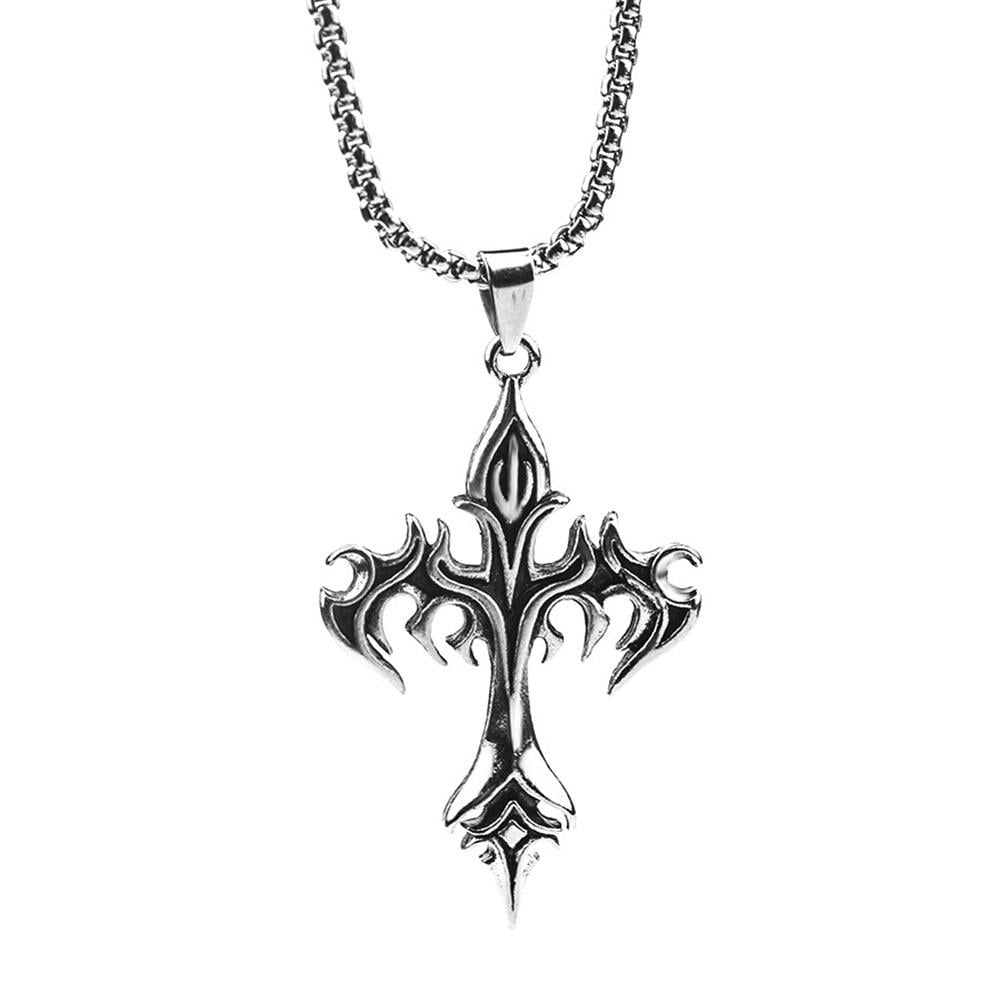 BOWTONG Cross Necklaces For Men Silver Cross Chain For Men Gothic Cross ...