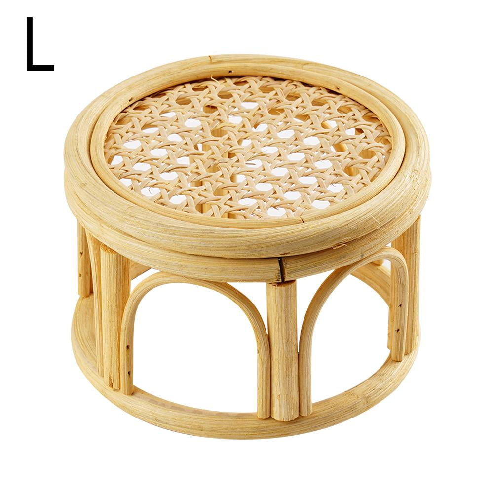 BOWTONG Rattan Wicker Round Riser Plant Stand Indoor Woven Flower Pot ...