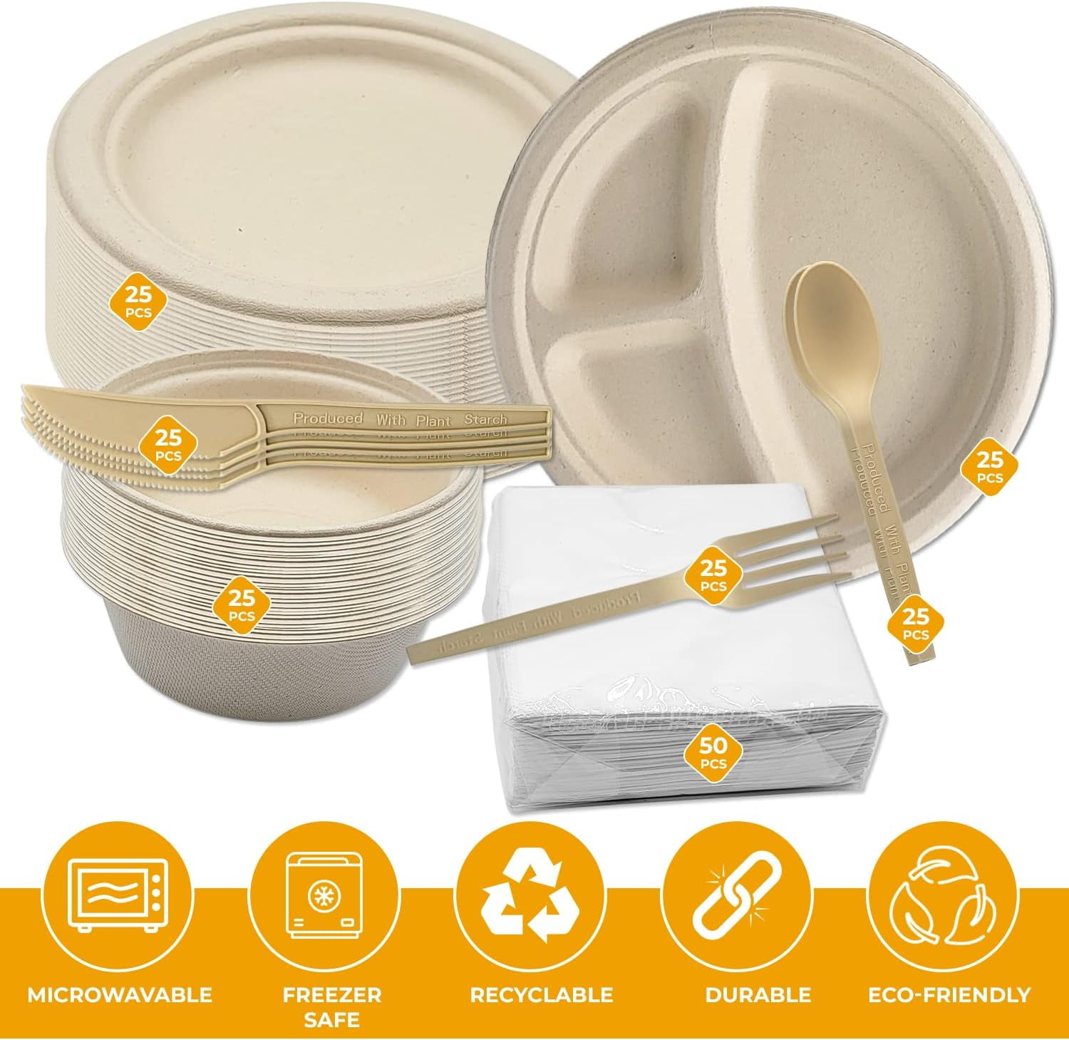 BOX TO BOX Set of 200 pcs Disposable Plates, Paper Bowls, Small Paper ...