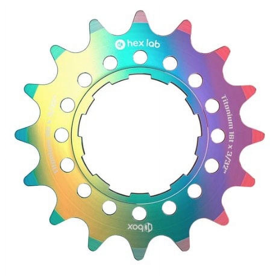 BOX Hex Lab 3/32" CNC Titanium Cog, Rainbow - 16t - Walmart.com