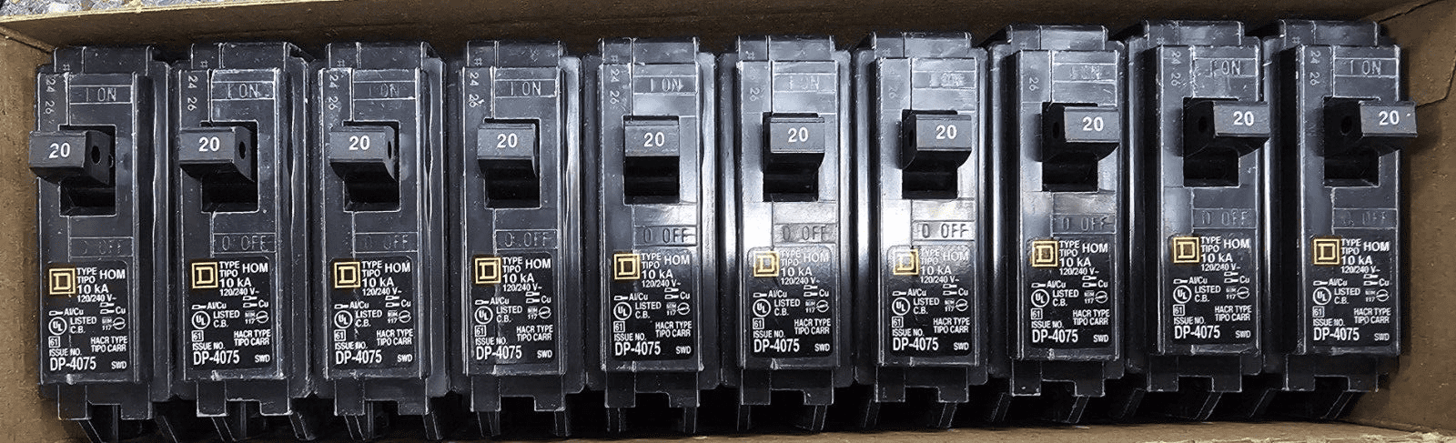 (BOX OF 10) Square D HOM120CP 20 A Miniature Circuit Breaker - Walmart.com