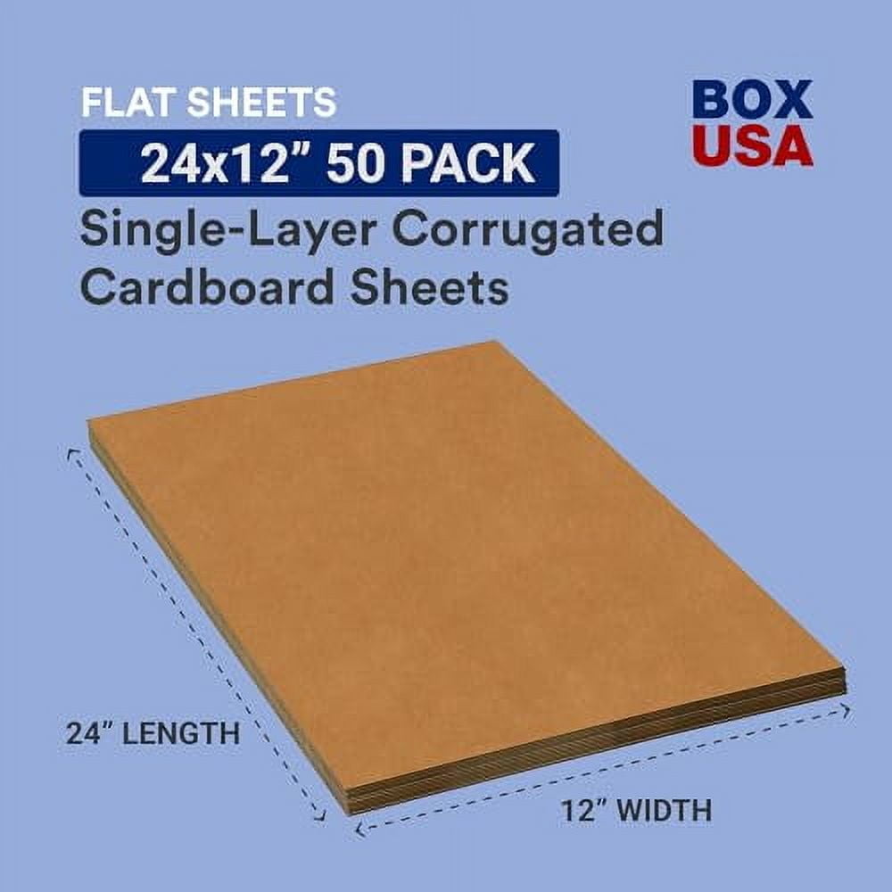 BOX USA Corrugated Cardboard Sheets 24" x 12" (50 Pack) Large Card ...