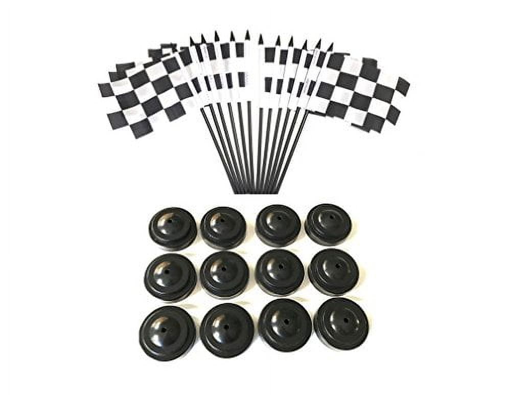 BOX of 12 Black and White Checkered 4"x6" Miniature Desk & Table Flags ...