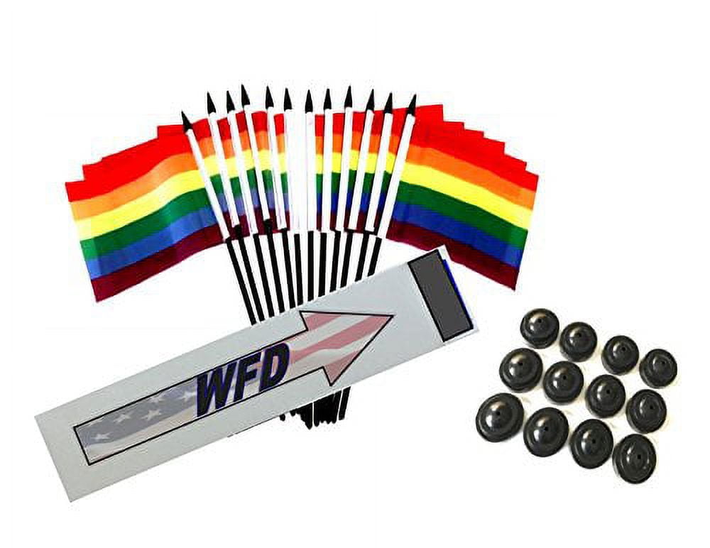 BOX of 12 Rainbow 4"x6" Miniature Desk & Table Flags With 12 Flag ...
