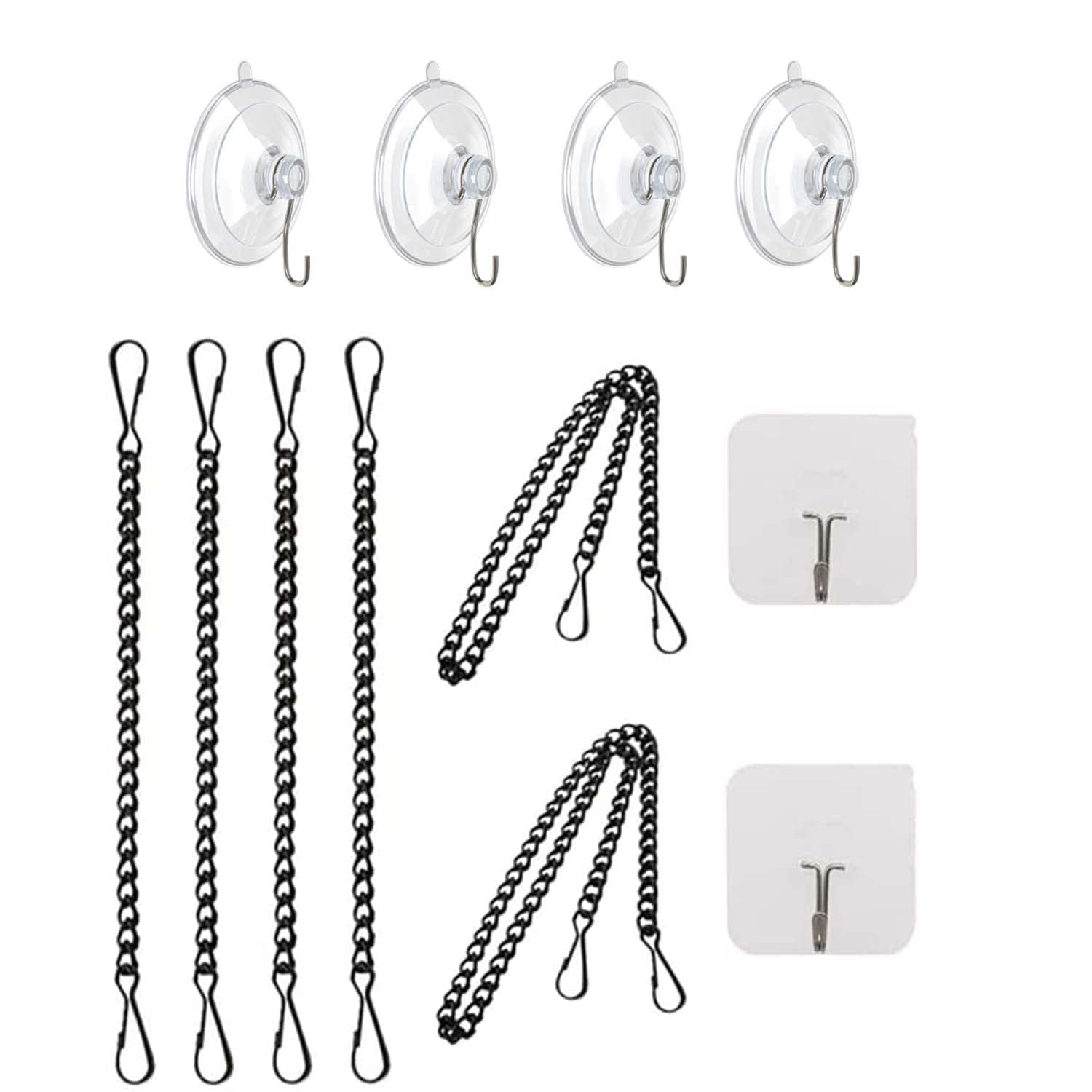 BOXCASA Suction Cup Hooks Pack,Hanging Chain with Adhesive Hooks and ...