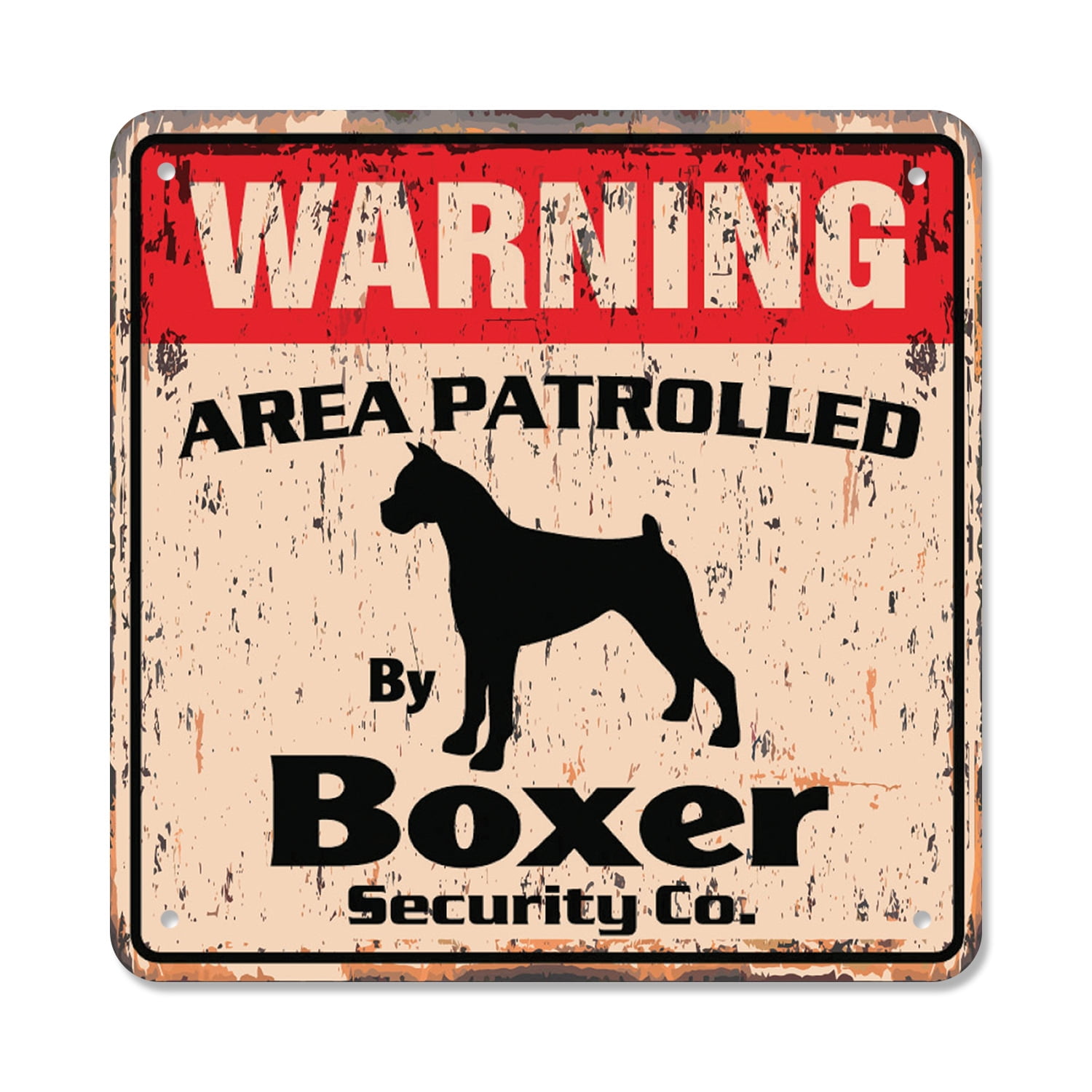BOXER Vintage Security Sign Area Patrolled pet guard warning dog ...
