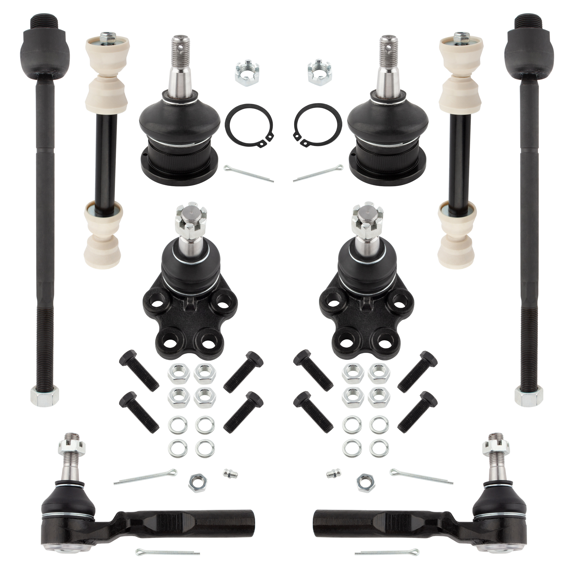 BOXI (Set of 10) Front Upper Lower Ball Joints + Sway Bar Links + Tie ...
