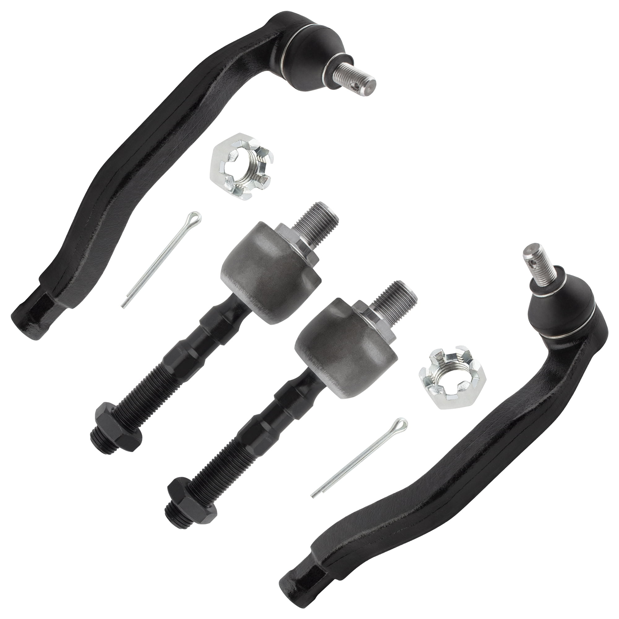 BOXI (Set of 4) 2x Front Inner Tie Rod Ends + 2x Front Outer Tie Rod ...