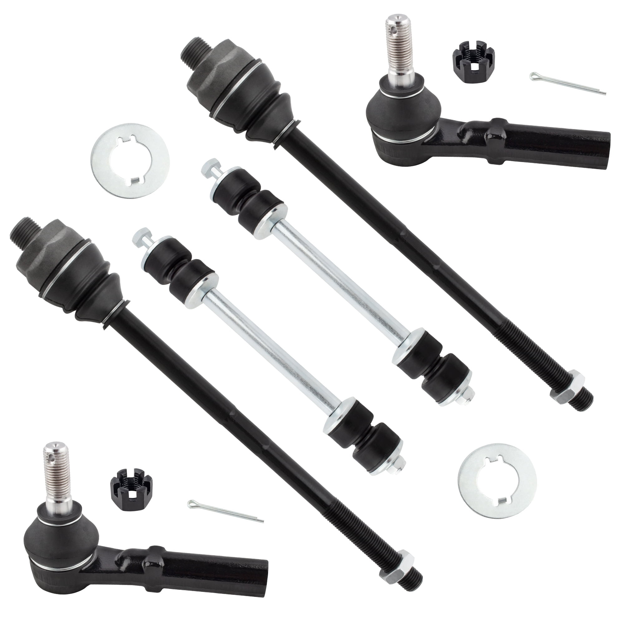BOXI (Set of 6) Front Inner & Outer Tie Rod Ends + Sway Bar Links Kit ...