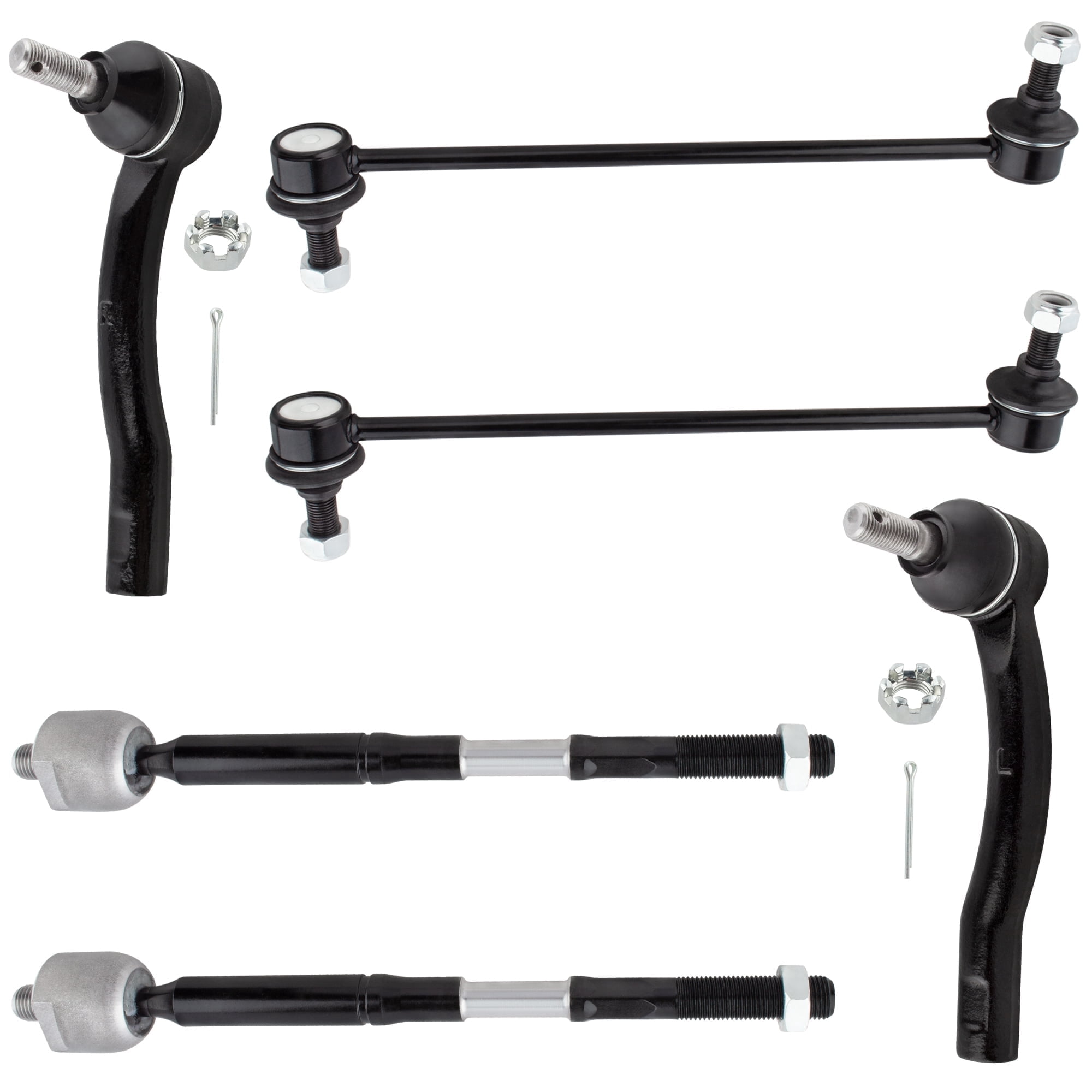 BOXI (Set of 6) Front Inner Outer Tie Rod Ends + Sway Bar Links fit for ...